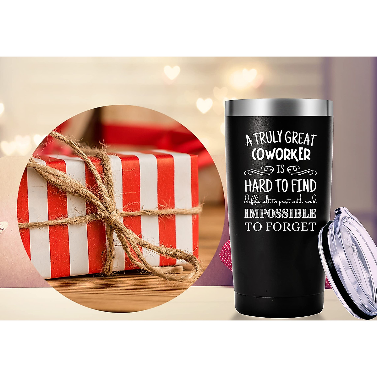 A Truly Great Coworker is Hard To Find Travel Mug Tumbler.Coworker,Work,Office Gifts for Men Women Friend. Appreciation,Going Away,Farewell,Leaving Cup for Coworker Colleague Boss.(20oz Black)