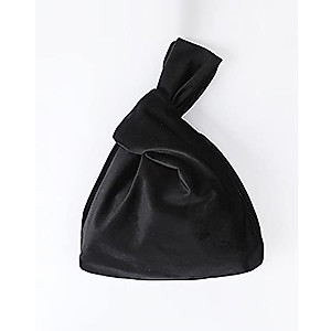 YuuTbiu Wrist Bag,Elegant Style Portable Purse,Velvet Black Knot Bag,Phone Wallet Gift for Women