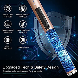 ARECTECH Lighter Rechargeable Lighter Electric Lighter Candle Lighter Arc Plasma Lighters for Candle Kitchen Camping Type-C Champagne Gold