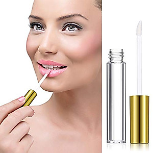 Patelai 40 Pieces Empty Lip Gloss Tubes Containers Clear Lip Balm Bottle with Rubber Stopper and 2 Pieces Funnels for Women DIY Makeup Lip Samples(10 ml,Gold, Rose Gold, Black, Silver)