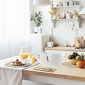 Cozee Bay Bamboo Paper Towel Dispenser, Paper Towel Holder with Lid for Home and Commercial, Wall Mount or Countertop for Multifold, C Fold, Z fold, Trifold Hand Towels (White)