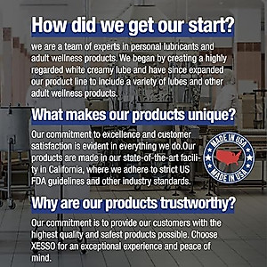 XESSO Water-based Creamy Lube, Unscented 8.3 Fl Oz, Thick White Gel-like Slippery Glide, Hypoallergenic for Women, Men & Couples. Made in US & Discreet Package. Package May Vary