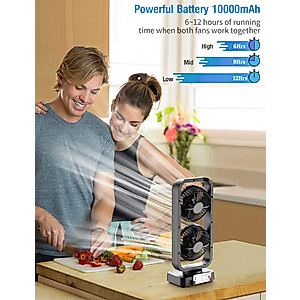 10000mAh Battery Operated Fan, 16 Inch Table Fan with Remote, Oscillation Tower Fan Portable Rechargeable, Desk Fans Small Quiet, 270° Oscillation, 3-Speeds for Camping Travel Outdoor Bedroom Office