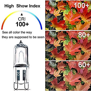 G9 Bulb, 10PCS G9 Halogen Bulb 40 Watt 120V, G9 Dimmable Long Lasting Lifespan with High Brightness 520LM, CRI100 & 2800K Warm White, T4 JD Type Halogen Light Bulbs G9 Base Bi Pin, for Cabinet Lights