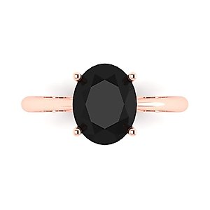 2.5ct Oval Cut Solitaire Genuine Natural Black Onyx Wedding Bridal Designer Anniversary Engagement Ring 14k Rose Gold 5.75