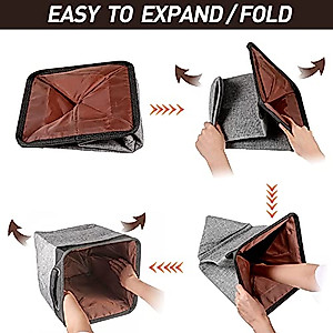 Fabric Cube Storage Bins 10.5" x 10.5" x 11", Clothes Storage Basket with Handle for Cube Organizer, Shelf, Closet, Nursery, Office, Laundry Room (Set of 6, Dark Grey)