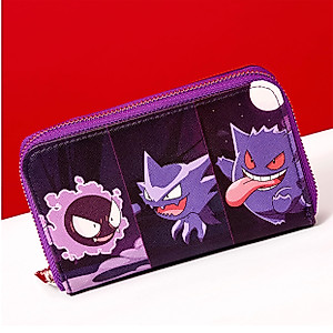 Loungefly Pokemon Gastly Evolutions Zip Around Wallet, Black