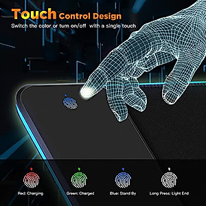 Gimars Gaming Mouse Pad with Wireless Charging, Extened Large 10W Fast Charging RGB Gaming Mouse Pad, 10 Colors LED Light, Premium Smooth Surface, Non Slip Desk Mat for Gaming, Mac, PC, Office