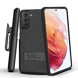 BELTRON Combo Case & Holster for Samsung Galaxy S21 Plus, Slim Protective Full Body Dual Guard Grip Case & Swivel Belt Clip Combo with Kickstand / Card Holder for Galaxy S21+ 5G 6.7 Inch