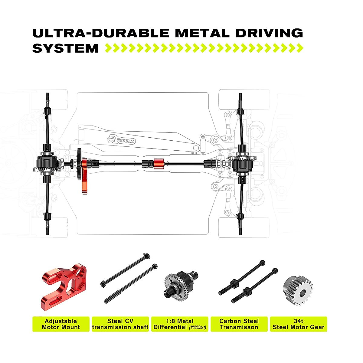 AMORIL 1/10 Large 3S Brushless High Speed RC Cars for Adults,Max 120 MPH All-Road Speed Bash Racer RTR with Carbon Fiber Chassis,10 Lights,Aluminum Wheel,CNC Steel Split Driveshaft,500FT Control,Red