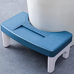 Toilet Stool Squat Adult, Bathroom Stool, Sturdy Poop Stool for Bathroom Adults, Toilet Foot Step Stool for Adults with Storage Groove, 7 Inch Height Blue