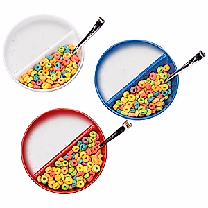 Mind Reader Of Ceramic Anti-Soggy Cereal Bowl - Microwave Safe, Also Great For Ice Cream & Topping, Yogurt & Berries, Fries & Ketchup, 7.01" x 7.01" x 2.44", Multicolor, 3 Pack