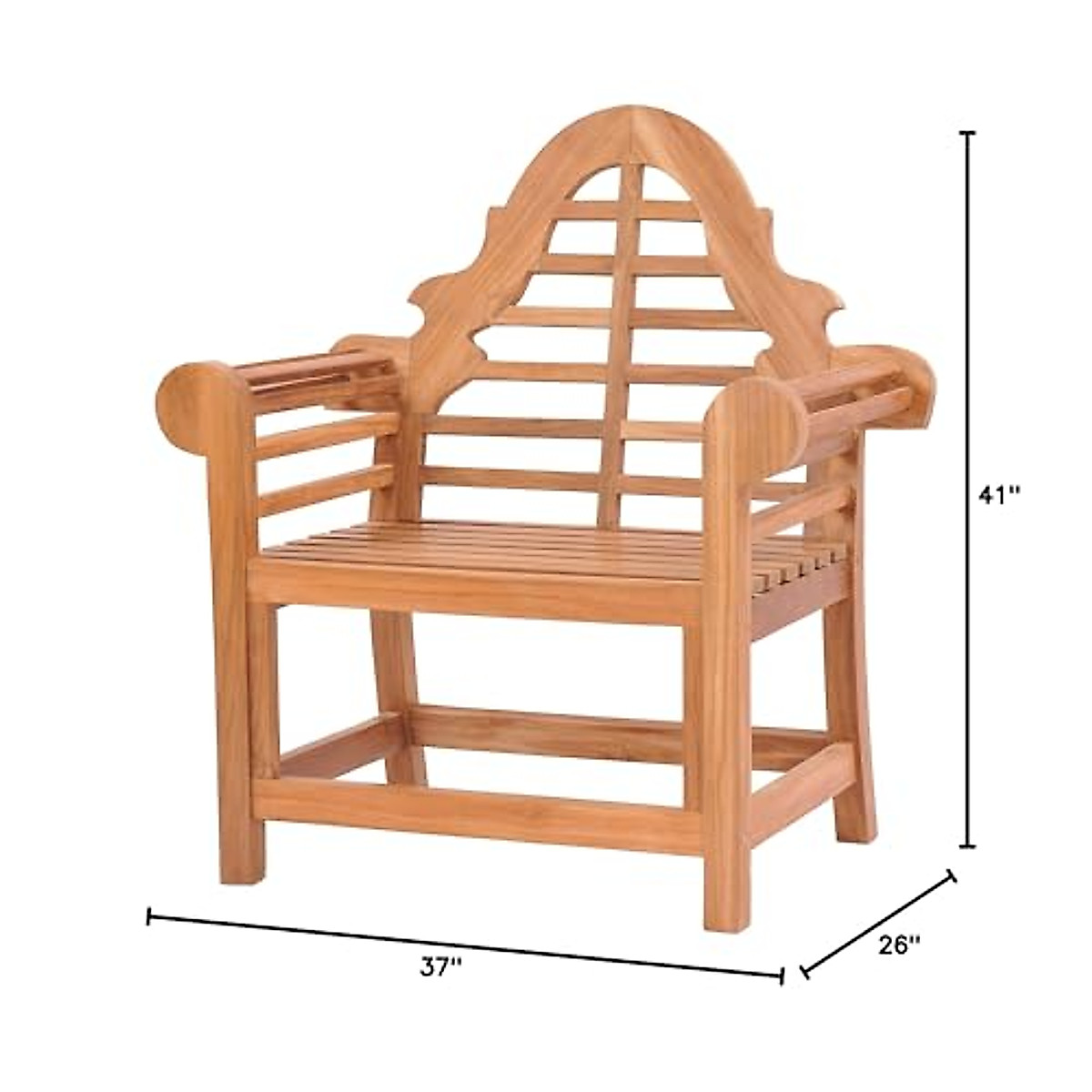 Teak Wood Lutyens Outdoor Patio Arm Chair, Made from Solid A-Grade Teak Wood