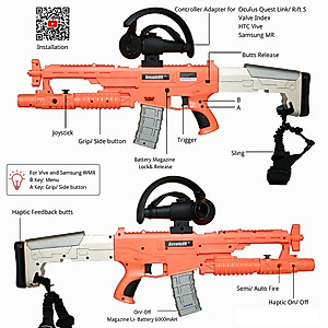 BeswinVR Haptic VR Gun Controller for Oculus Quest 2 Quest 1/ Rift S, Valve Index, HTC Vive/Cosmos Elite, Samsung Windows Mixed Reality- Virtual Reality Accessories