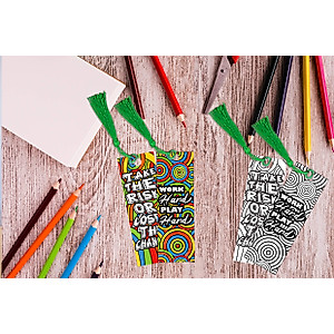 100 Piece DIY Inspirational Bookmarks for Kids, Adults, Teachers, Students Bulk, Bookmarks with Tassel