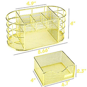 Spacrea Desk Organizers and Accessories, Office Organizer Pencil Holder for Desk, Desk Office Supplies Organizer (Gold)