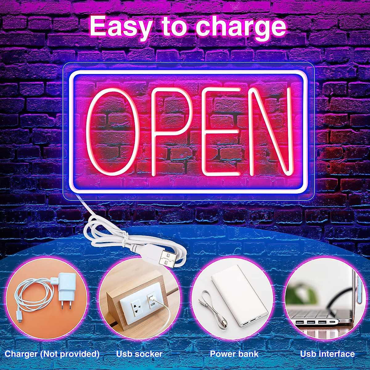 KABOER Neon Open Sign,16"x 9" LED Lights Open Sign Christmas Decoration,New Ultra Bright LED Neon Sign Wall Art for Business Bar Salon Shop Club(OPEN)