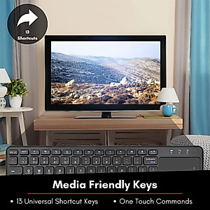 Macally Bluetooth Keyboard with Touchpad for Easy Media Control - Perfect TV Wireless Keyboard with Trackpad for Samsung LG HTPC Mac - Small - Smart TV Keyboard
