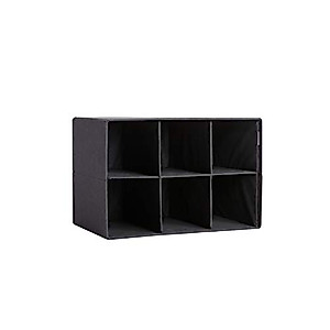 BIRDROCK HOME Black Linen Cube Organizer Shelf with 6 Storage Bins – Strong Durable Foldable Shelf – Kid Toy Clothes Towels Cubby – Collapsible Bedroom Fabric Shelves and Cubes