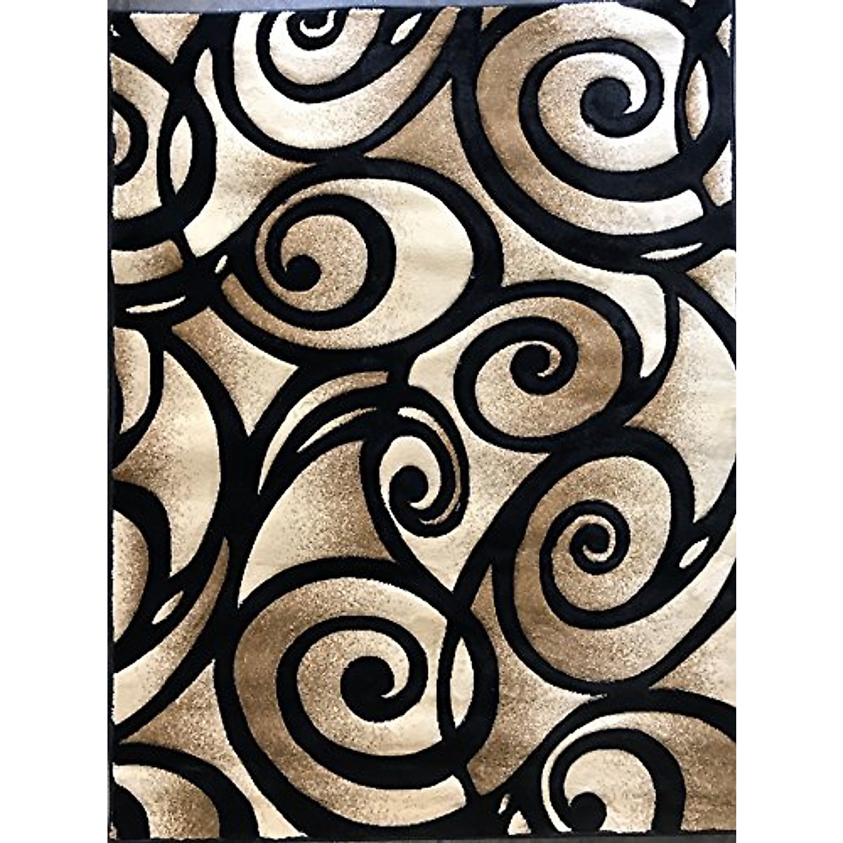 Contempo Modern Area Rug Contemporary Abstract Black Design 341 (4 Feet X 5 Feet 3 Inch)