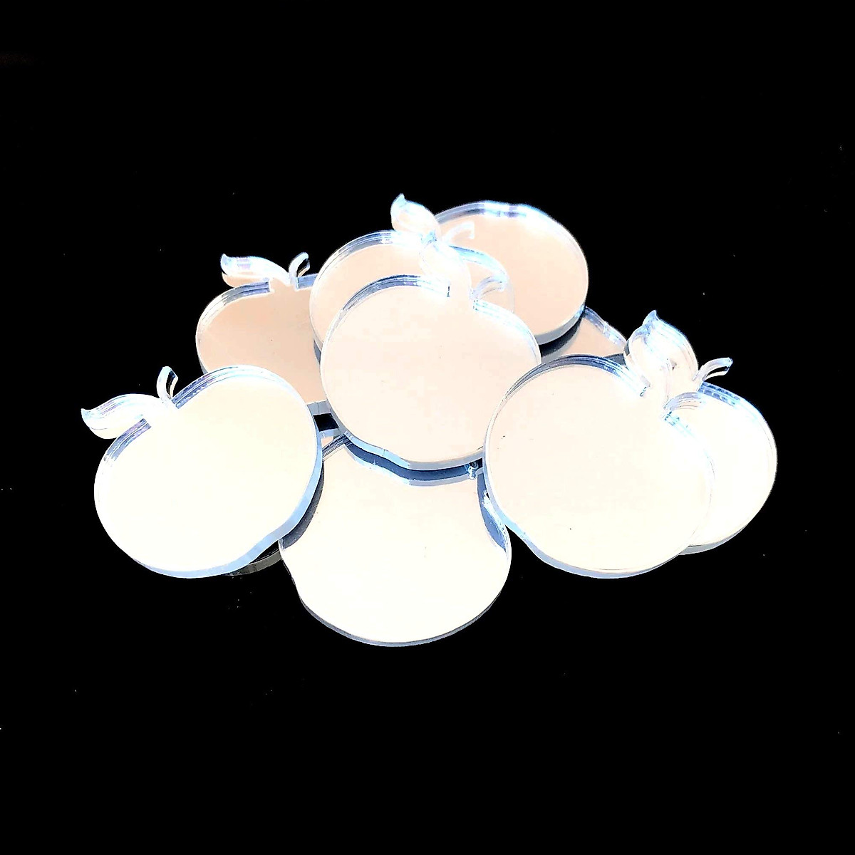Super Cool Creations Apple Shaped Crafting Mirrors, Set of 10, Many Colours, Shatterproof Acrylic, Red, Pack of 10 x 5cm