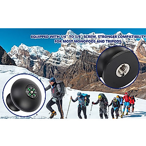 Tripod Monopod Ball Head Handle Grip Knob,Universal Trekking Pole Stick Monopod Tripod Head Grip Knob with Compass for Outdoor Activities, Hiking, Camping, etc