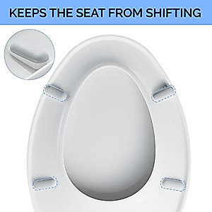TINYROW Toilet Seat Elongated,Slow Close Toilet Seat Plastic,White Toilet Seat,19 Inch Toilet Seats for Standard Toilets,Toilet Lid