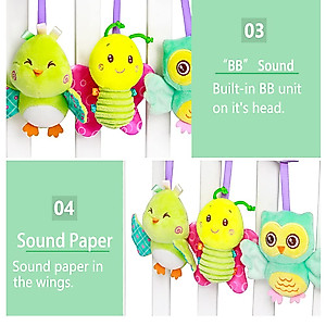 D-KINGCHY Baby Spiral Car Seat Toy wtih Hanging Plush Rattles, Baby Toys for Stroller Crib Mobile, Infant Toddlers Toys with Sound for 0-3 Years Old (Sky)