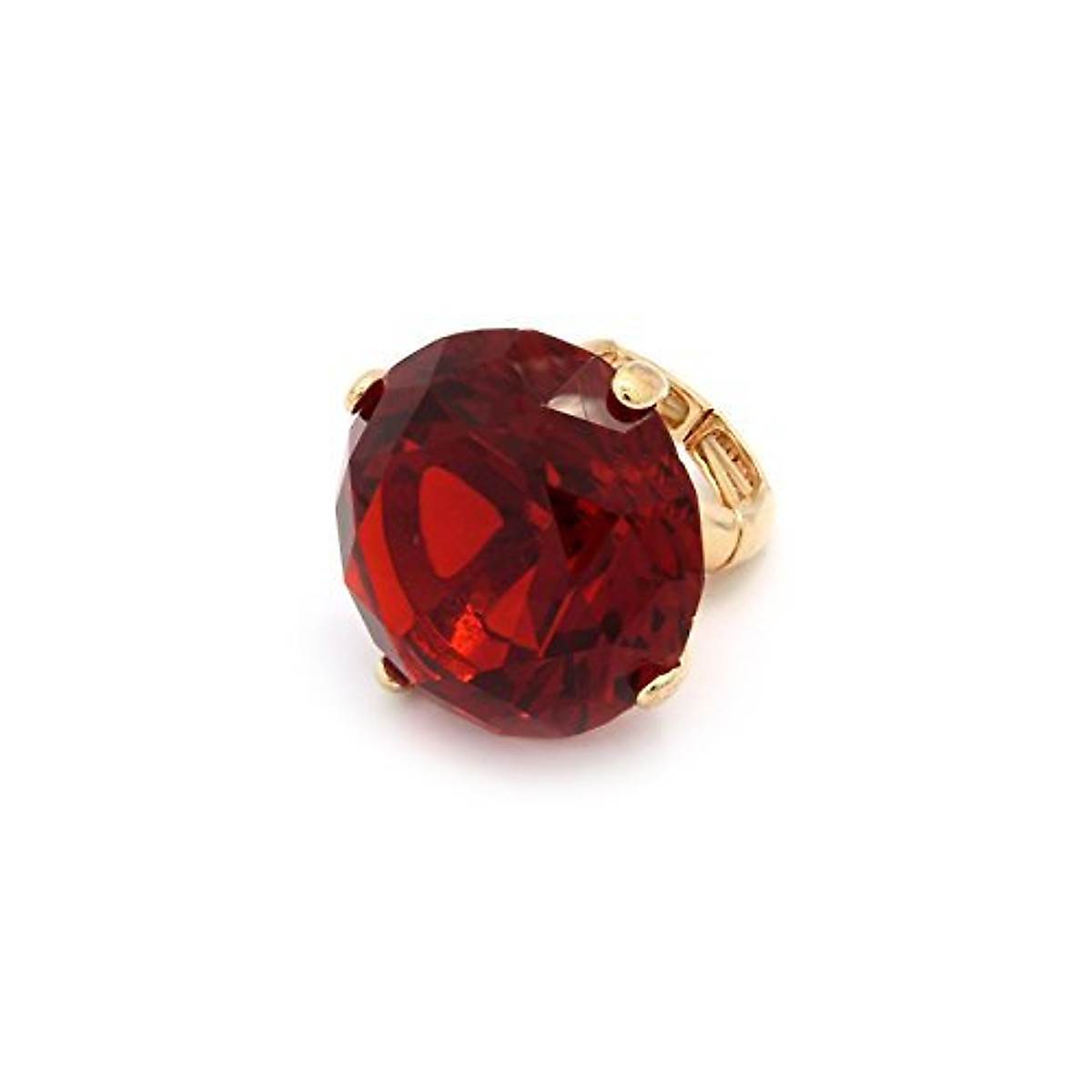 NYFASHION101 Women's Extra Big Rhinestone Fashion Stretch Ring, Red/Gold-Tone