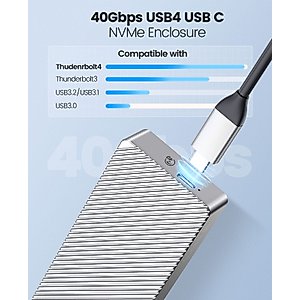 ORICO 40Gbps M.2 NVMe SSD Enclosure USB4 PCIe3.0x4 USB-C Aluminum Adapter, Upgraded NVMe PCIe 2280 M-Key External M2 Solid State Drive Enclosure, Compatible Thunderbolt 3/4 USB3.2/3.1/3.0/ Type C