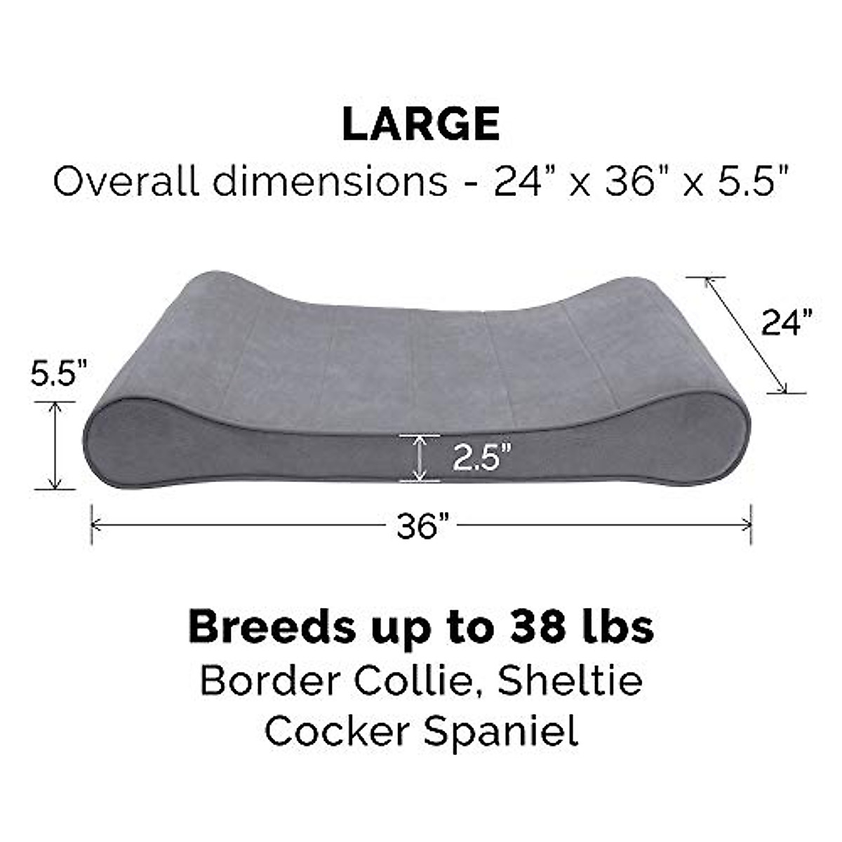Furhaven Orthopedic Dog Bed for Large/Medium Dogs w/ Removable Washable Cover, For Dogs Up to 38 lbs - Microvelvet Luxe Lounger Contour Mattress - Gray, Large