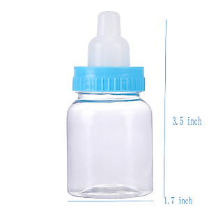 12 Pack Candy Bottles 10 Yards Ribbon and 48 Pack Acrylic Mini Pacifiers for Baby Shower Party Favors Decorations and Supplies by WeddParty (Blue A, 12)