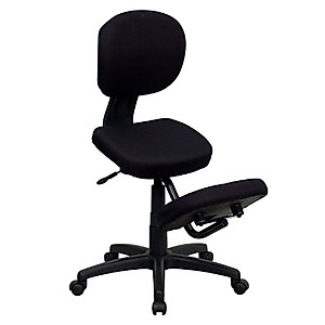 BizChair Mobile Ergonomic Kneeling Posture Task Office Chair in Black Fabric