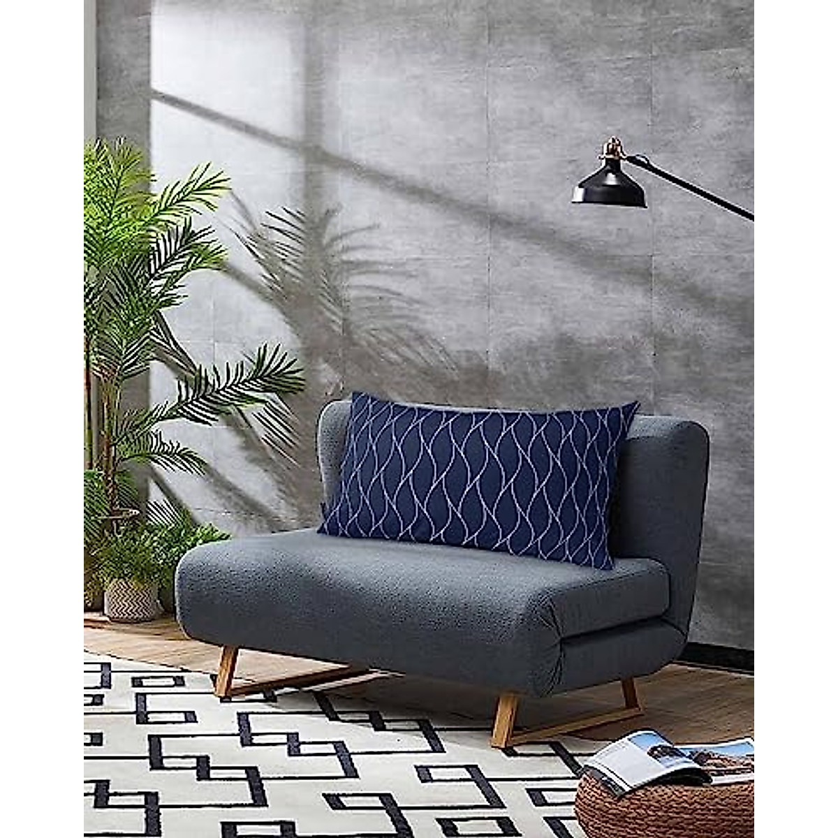 Edwiinsa Navy Blue Pillow Covers King Size 20x40 Bed Pillow, White Wave Pattern Modern Abstract Art Aesthetics Plush Soft Comfort for Hair/Skin Cooling Pillowcases with Envelop Closure