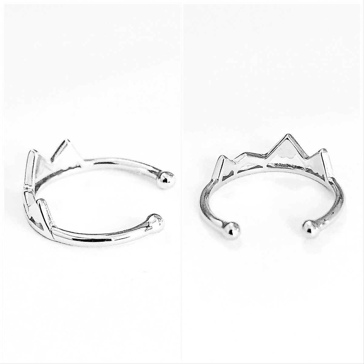 Altitude Boutique Mountain Ring, Snowy Mountain Jewelry for Women, Outdoor Enthusiast Gifts, Adjustable Size (Silver)