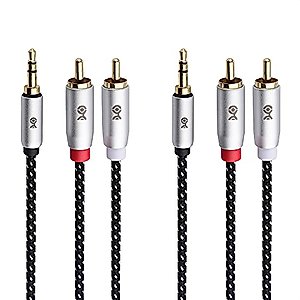 Cable Matters 2-Pack RCA to 3.5mm Stereo Audio Cable 6 Feet (RCA to Aux Cable, 3.5mm to RCA Cable, Aux to RCA Cable) in Black