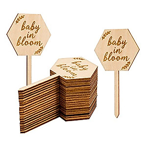 Baby in Bloom Succulent Tags Baby Shower Favors Gifts, PARBEE 20PCS Hexagon Plant Stakes Labels Gift Wooden Garden Stakes Succulent Plant Markers
