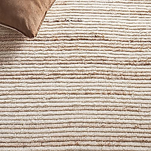 Safavieh Casablanca Collection 3' x 5' Beige/Ivory CSB793B Handmade Stripe Wool 0.8-inch Thick Area Rug