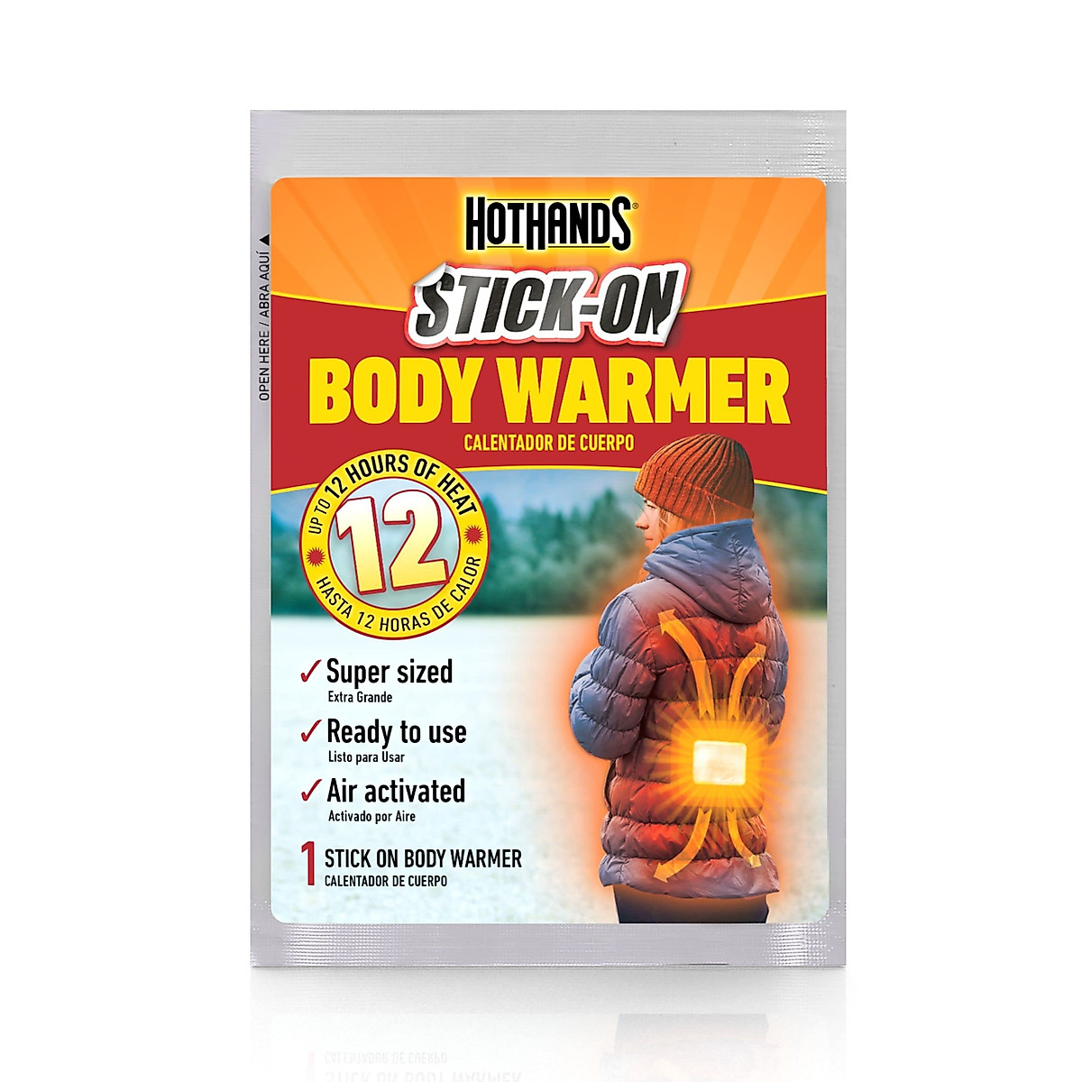 HotHands Body Warmers With Adhesive - Long Lasting Safe Natural Odorless Air Activated Warmers - Up to 12 Hours of Heat - 40 Individual Warmers