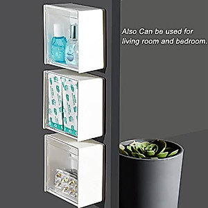 6 Pcs Self Adhesive Small Storage Box,Cotton Pads Holder Dispenser Container Case for Bathroom Cotton Swab, Floss, Hairpin, Rubber Band, Clip Household Organize