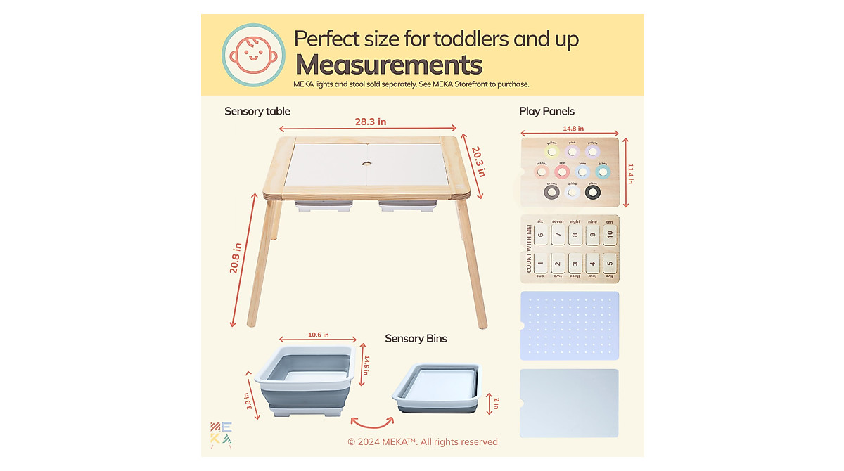 MEKA 6-in-1 Kids Sensory Table for Learning Play