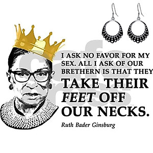 WINNICACA Dissent Collar Earrings Sterling Silver RBG Gifts Dangle Drop Earrings Jewelry Gifts for Mothers Fans of Ruth Bader Ginsburg