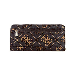 GUESS Rea Large Zip Around Wallet, Brown Logo