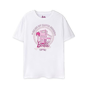 Barbie Women's Malibu Off Campus White T-Shirt | Iconic Brand | Fashionable Short Sleeved | Comfortable Retro Fit Movie Merchandise - X-Large