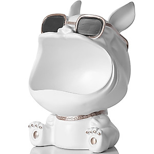 GAOSHENG White Candy Bowl, French Bulldog Statue, Key Bowl for Entryway Table,Cute Key Holder,Candy Dish, Key Holder Bowl,Office Desk,Home Decor Figurines Entryway Table Decor