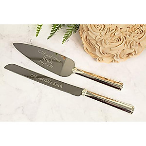 Lenox Devotion Personalized Wedding Cake Knife and Server Set, Custom Engraved Wedding Cake Cutting Set, Engagement Gifts and Accessories for Bride and Groom