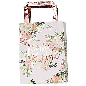 Ginger Ray Floral Bachelorette Party Rose Gold Foiled Favour Bags 5 Pack, Large