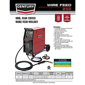 Century 255 Flux-Cored/MIG Wire-Feed Welder, 30-255 amp Output, 230V Input