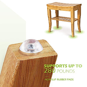 OasisCraft Bamboo Shower Bench and Chair with Free Soap Dish, 19" Waterproof Bamboo Shower Seat Bench with Shelf, Wooden Bathroom Seat Stool Spa Bath Organizer, Perfect for Indoor Outdoor