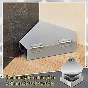 Qualirey 4 Pcs Mouse Station Carbon Steel Mice Bait Station Waterproof Mice Stations Outdoor Metal Mice Trap Bait Box, Keeps Children and Pets Safe Indoor & Outdoor, Bait Not Included, Silver